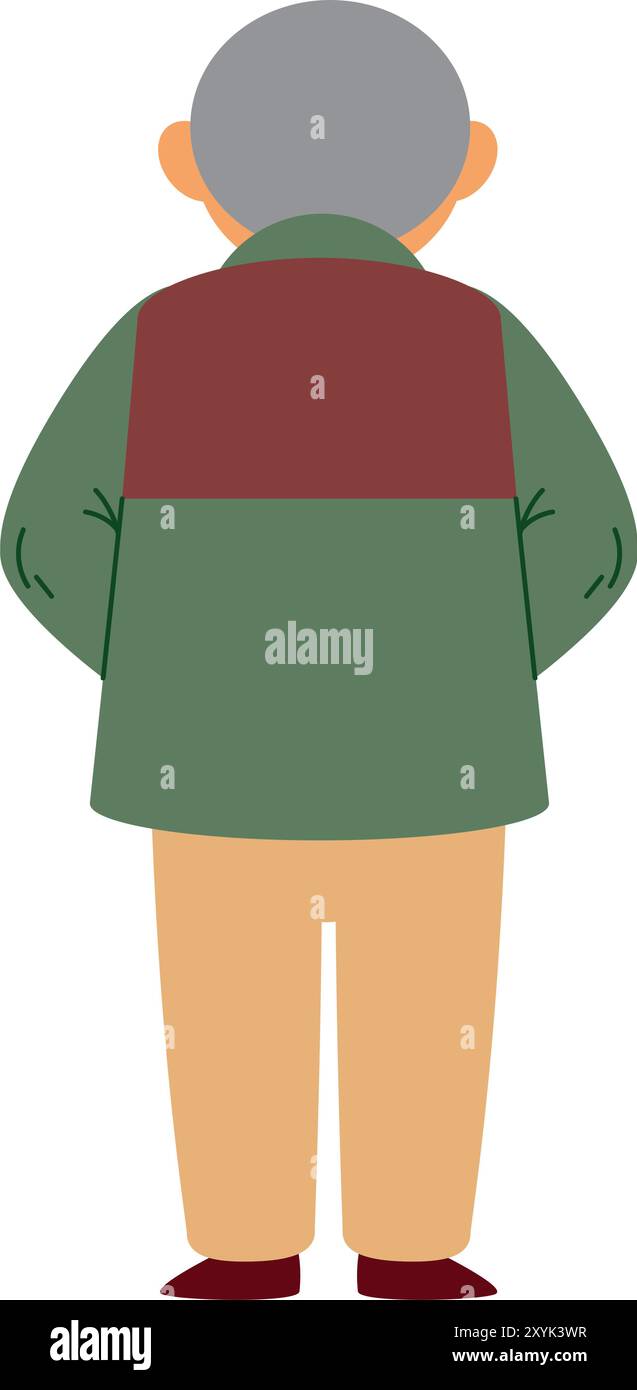 grandfather standing alone back view isolated Stock Vector Image & Art ...
