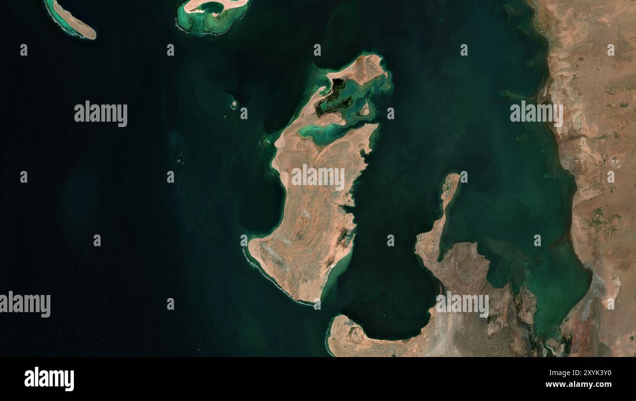 Kamaran Island in the Red Sea on a satellite image taken in January 10 ...