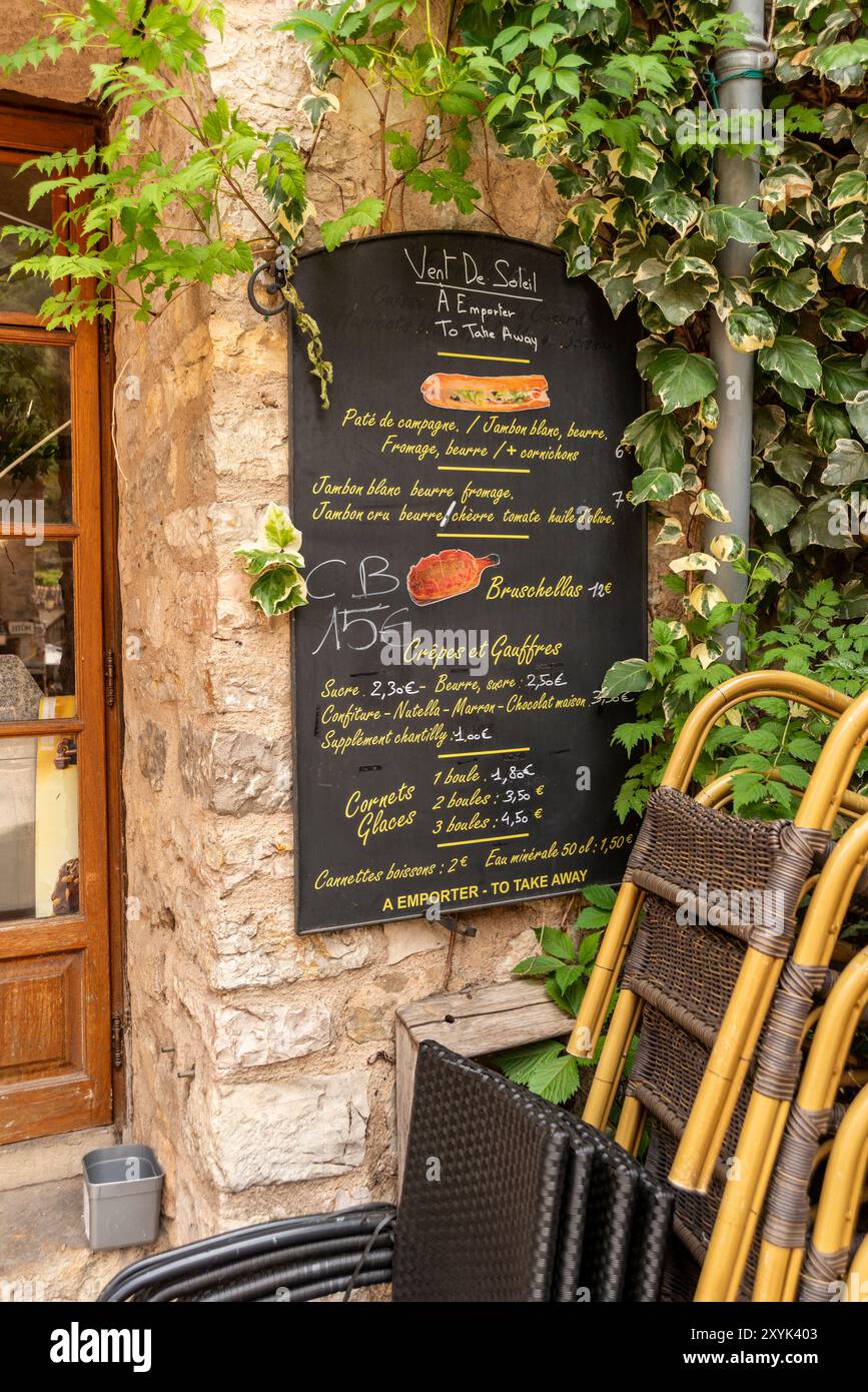 Handwritten menu on blackboard diplayed outside of restaurant, St ...