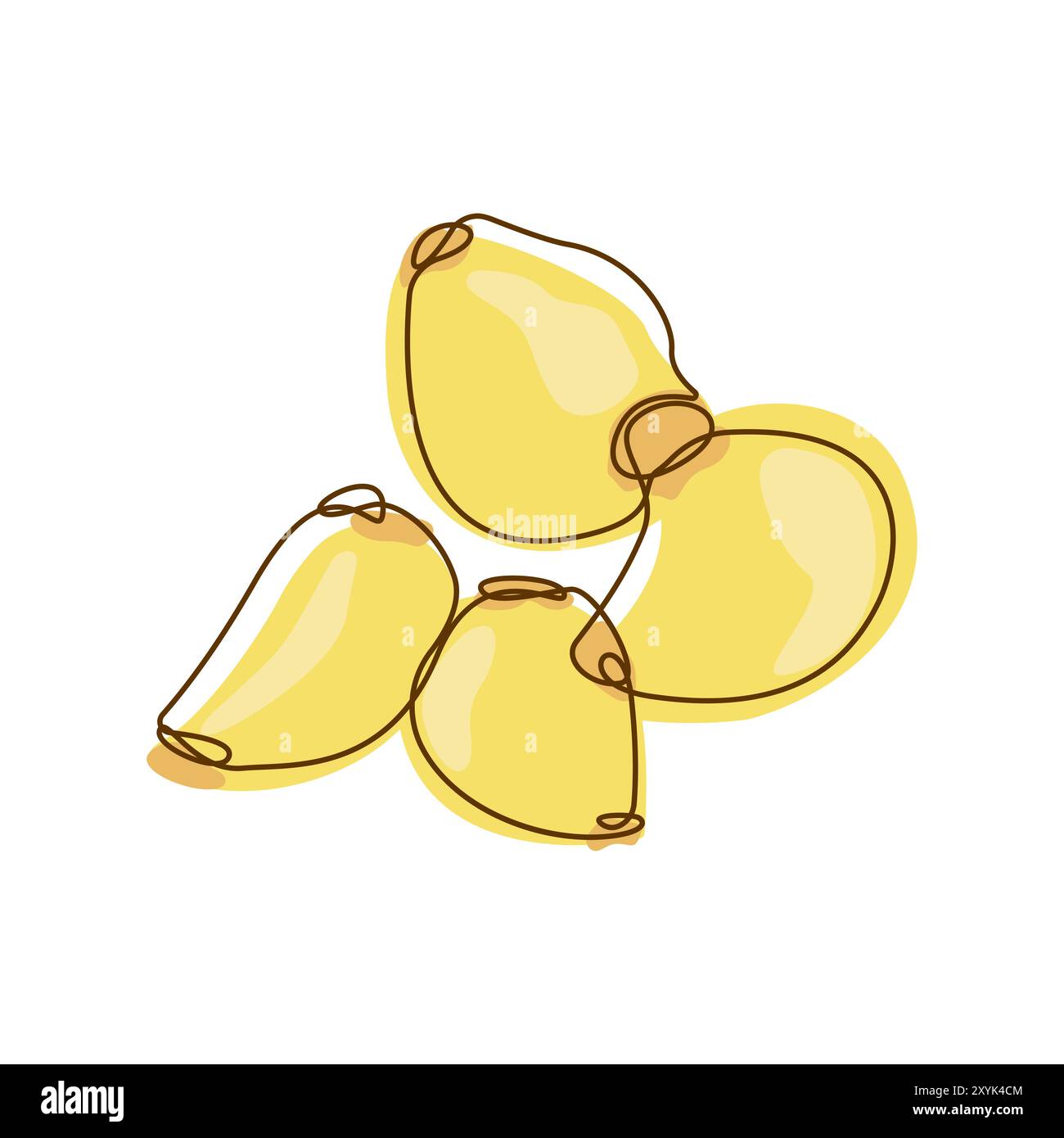 Healthy Food Ingredient White Garlic Cloves Vegetable in Line Art ...