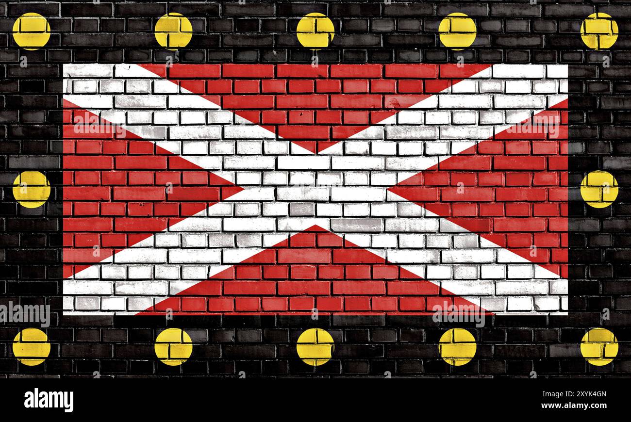 Flag of Hampton Poyle painted on brick wall Stock Photo - Alamy