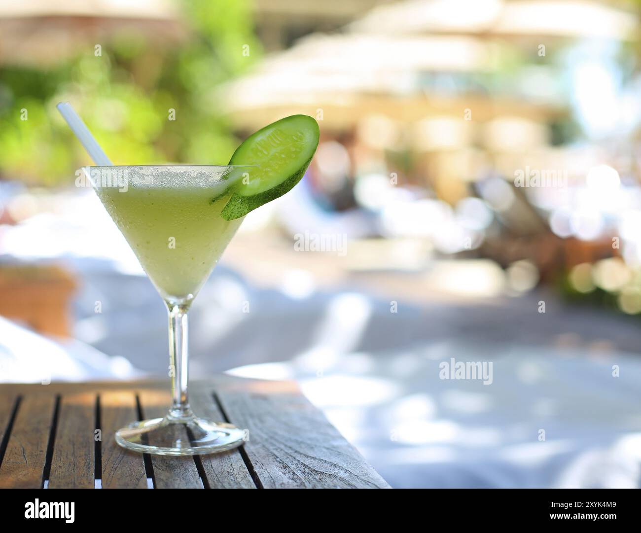 Cucumber drink cocktail on the table on the garden Stock Photo - Alamy