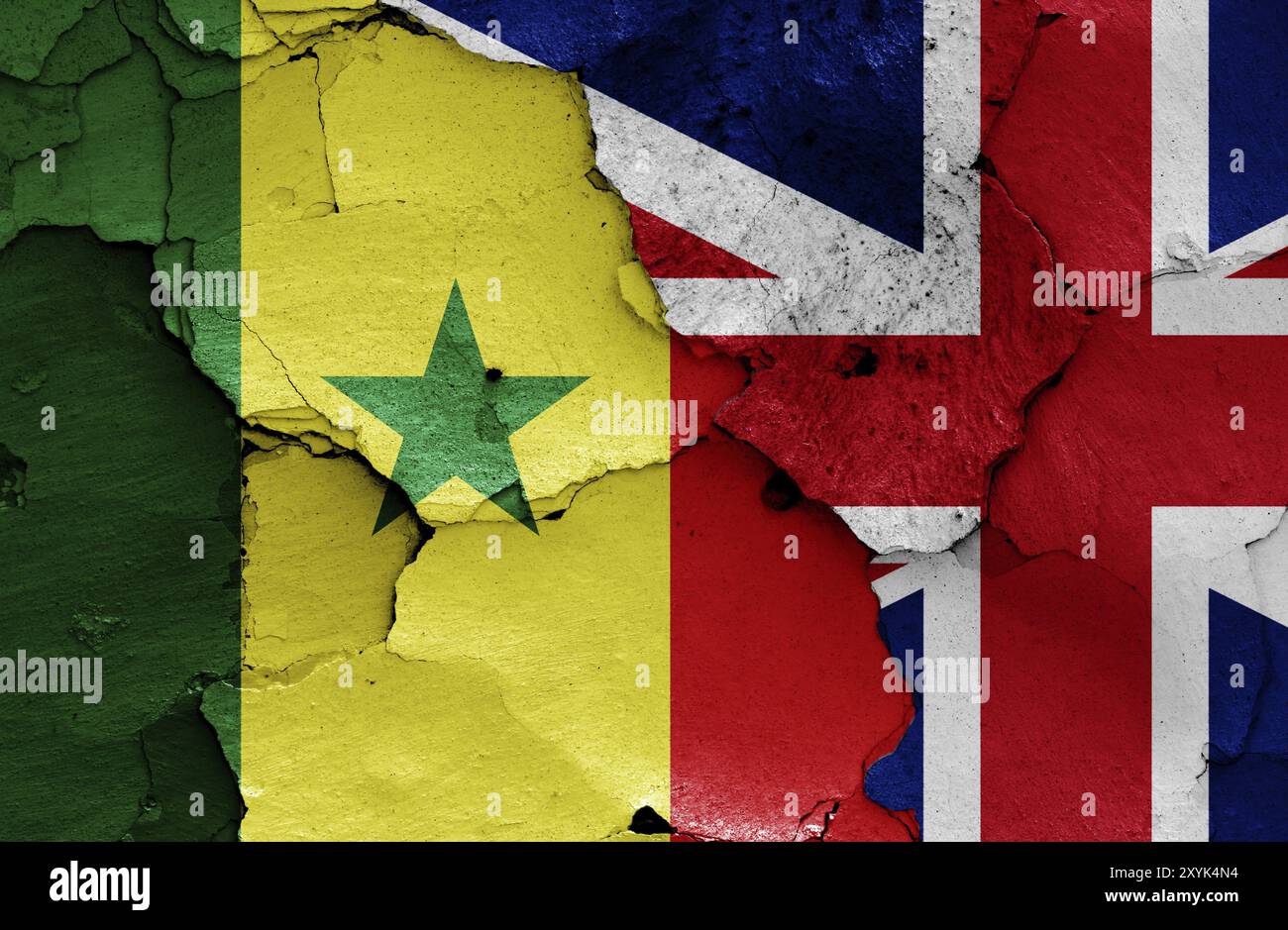 Flags of Senegal and UK painted on cracked wall Stock Photo - Alamy