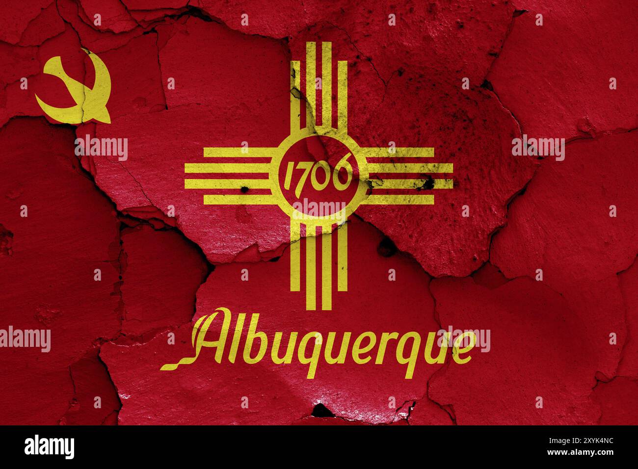 Flag of Albuquerque painted on cracked wall Stock Photo - Alamy