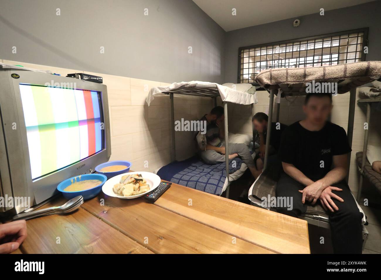 SUMY REGION, UKRAINE - AUGUST 28, 2024 - Captive Russian POWs sit on ...