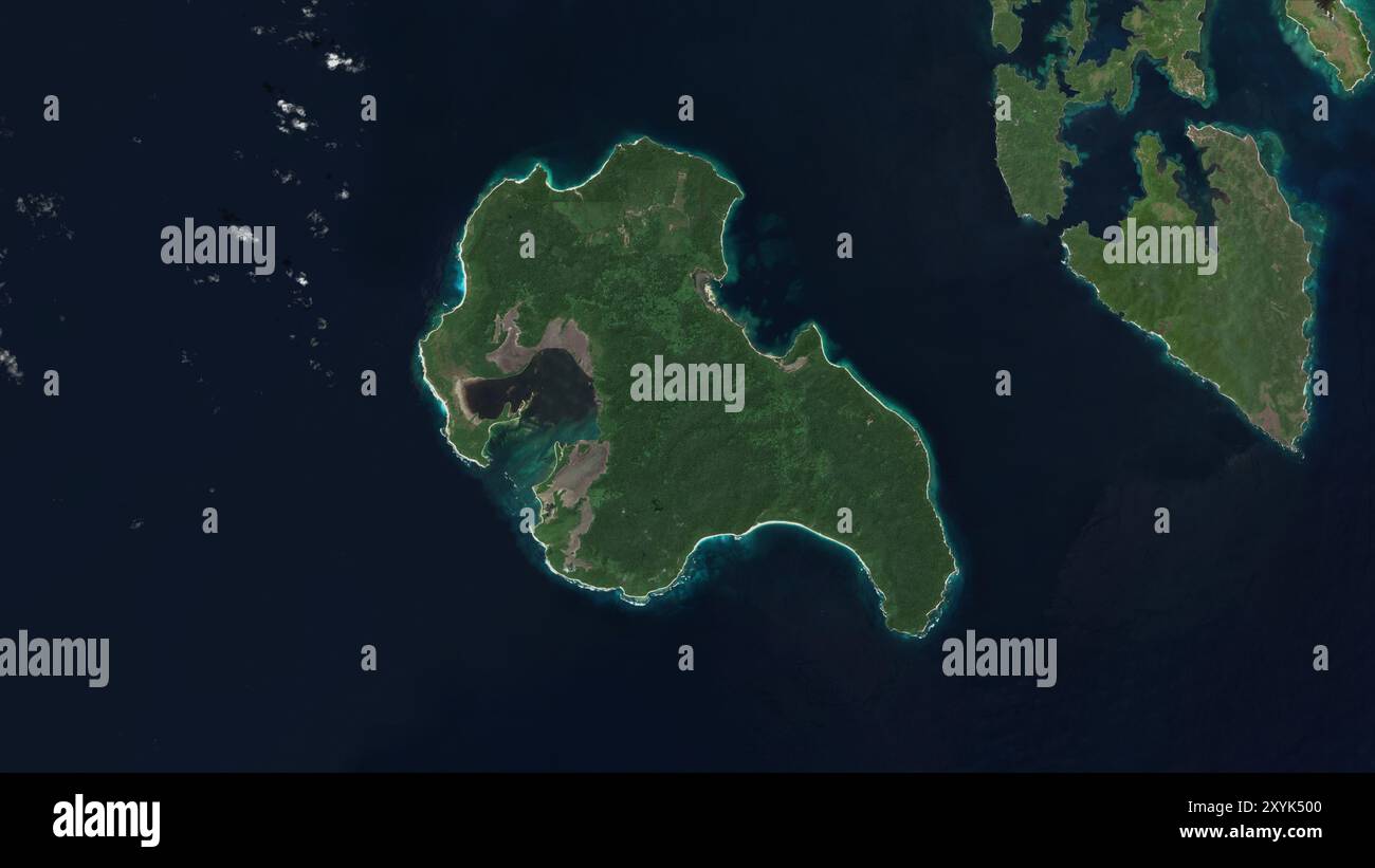 Katchall Island in the Indian Ocean on a satellite image taken in ...