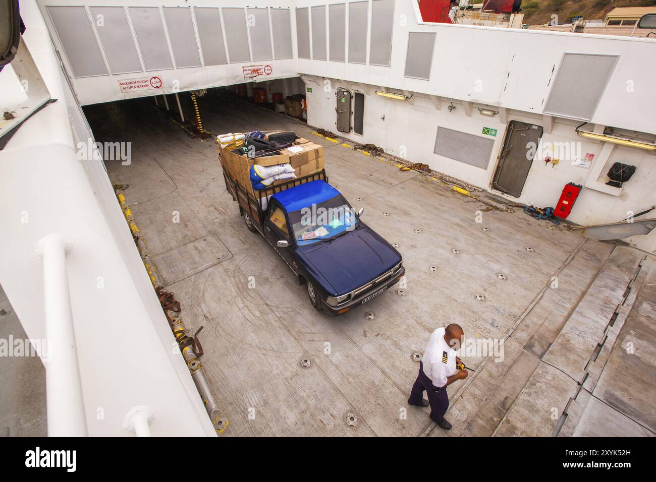 Loaded car on a ferry Stock Photo - Alamy
