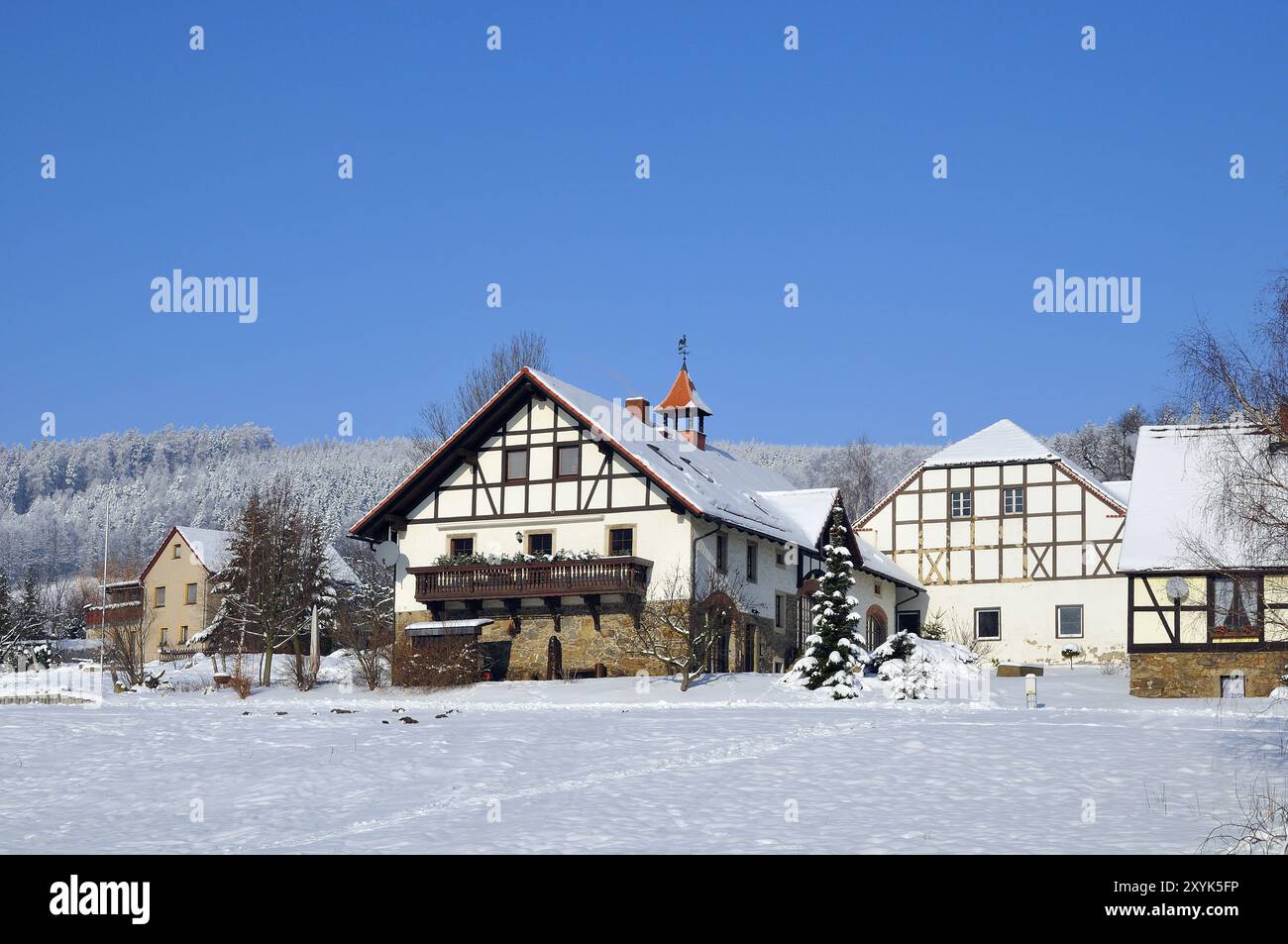 Winter in Upper Lusatia. Village in Upper Lusatia. Irgersdorf Stock ...