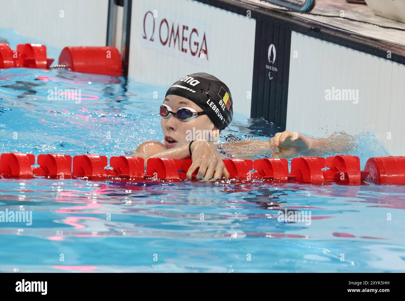 Paris, France. 30th Aug, 2024. Belgian Tatyana Lebrun reacts after the ...