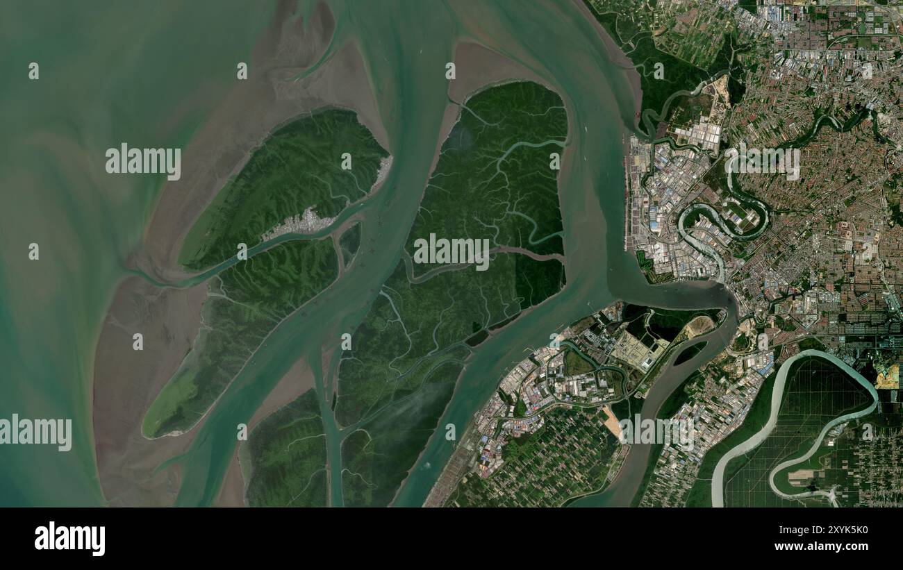 Pulau Klang in the Malacca Strait on a satellite image taken in January ...