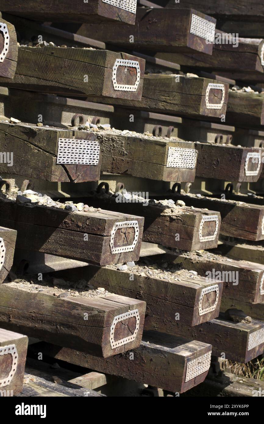 Stacked railway sleepers Stock Photo - Alamy