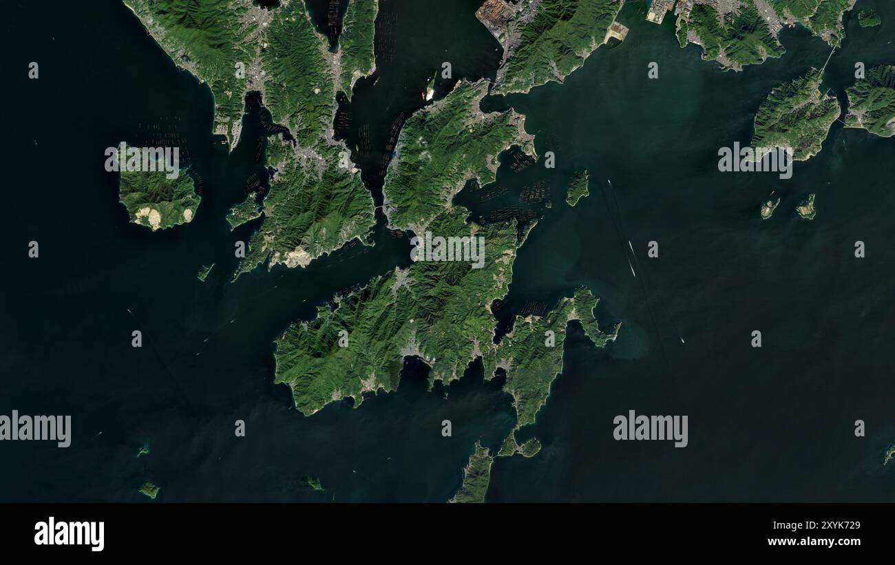 Kurahashi Island in the Seto Naikai or Inland Sea on a satellite image ...