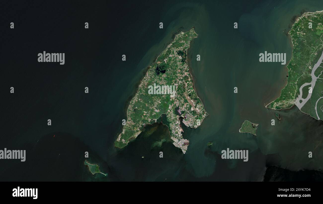 Pulau Labuan in the South China Sea on a satellite image taken in ...