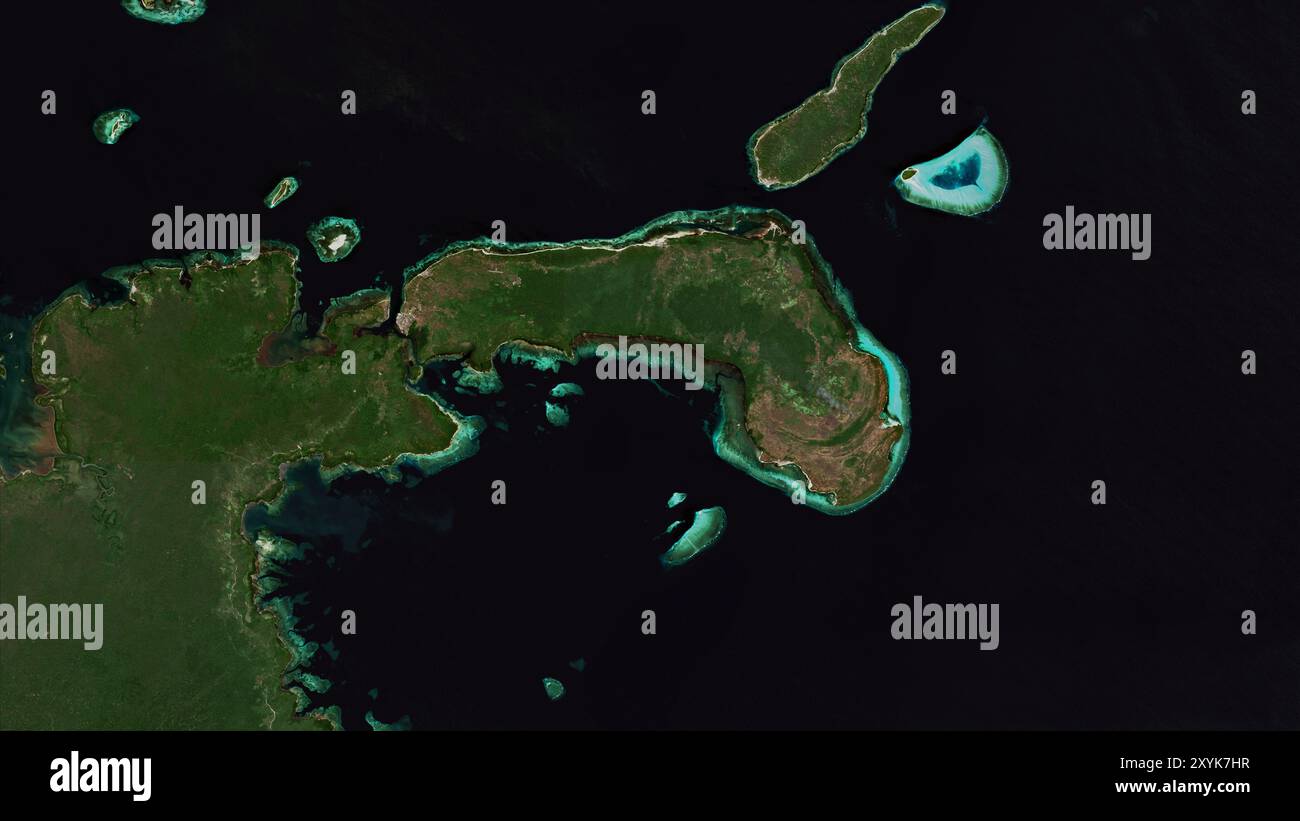 Pulau Larat in the Banda Sea on a satellite image taken in September 1 ...