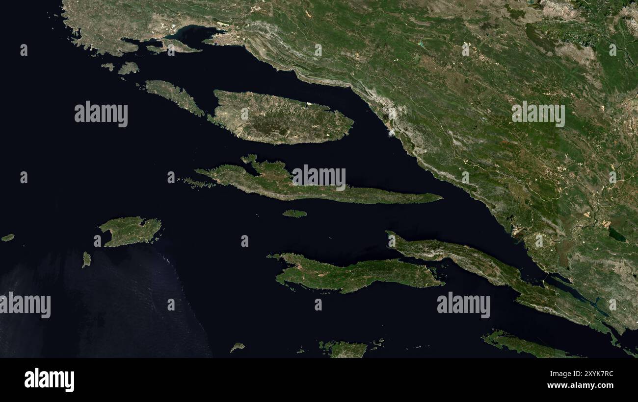 Lesina Island in the Adriatic Sea on a satellite image taken in October ...