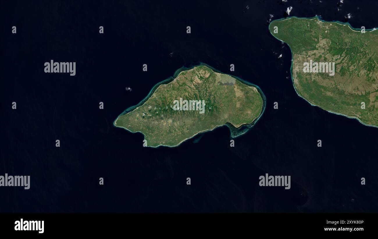 Pulau Leti in the Timor Sea on a satellite image taken in April 22 ...