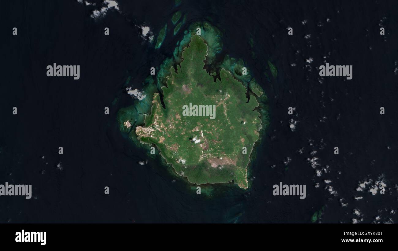 Pulau Liat in the Java Sea on a satellite image taken in October 11 ...