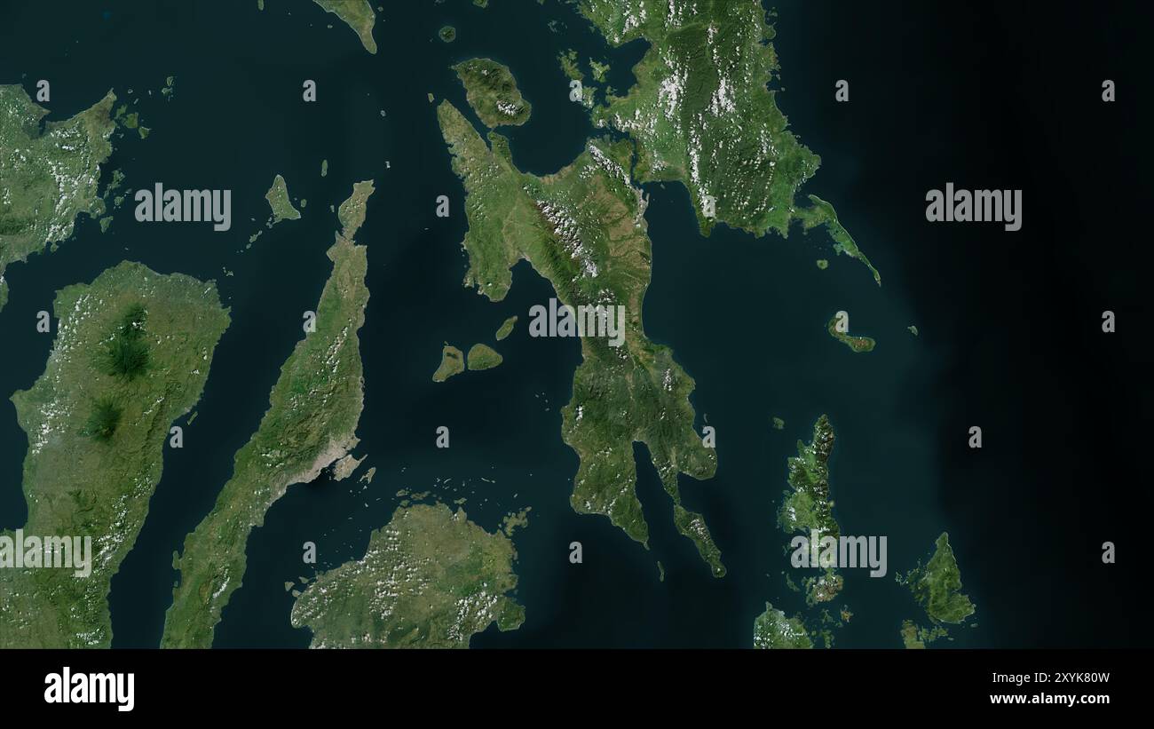 Leyte Island in the Philippine Sea on a satellite image taken in March ...
