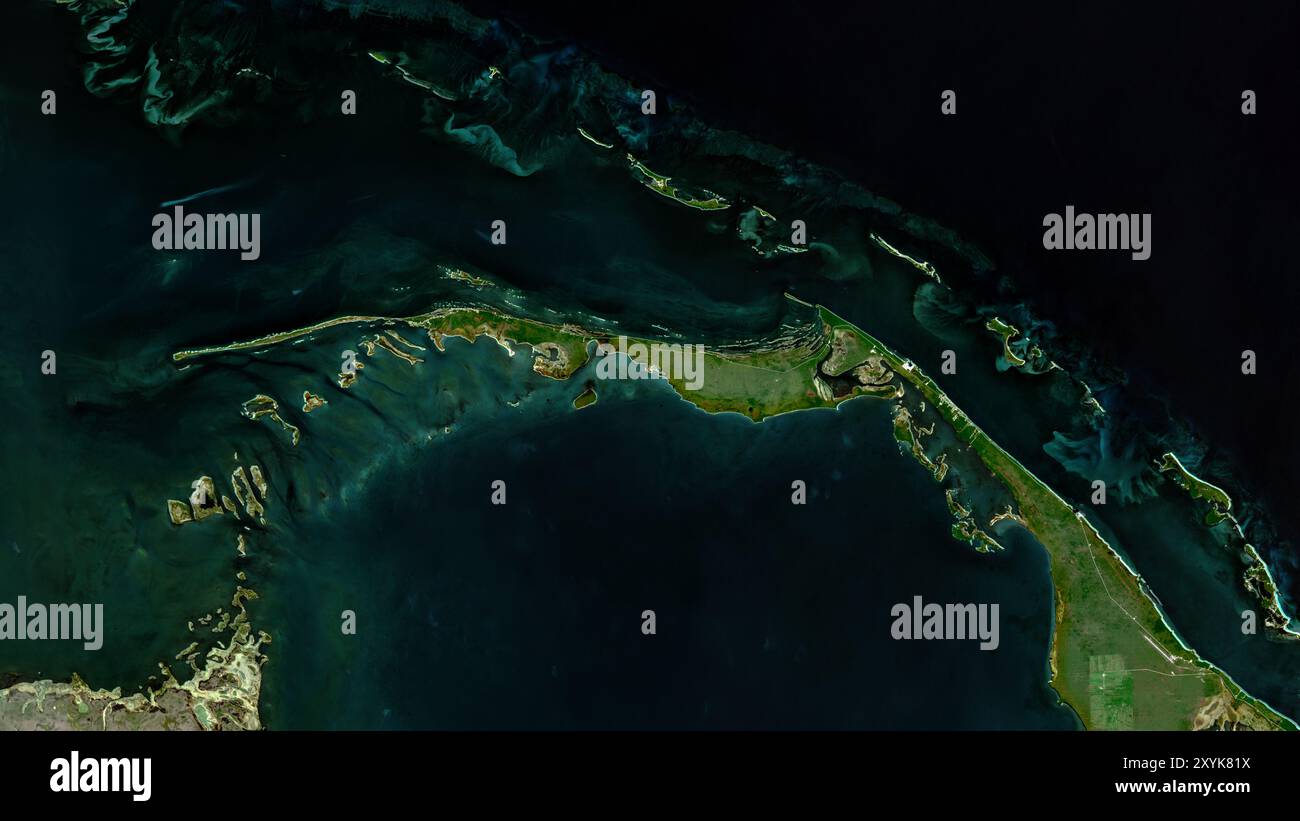 Little Abaco Island in the North Atlantic Ocean on a satellite image ...