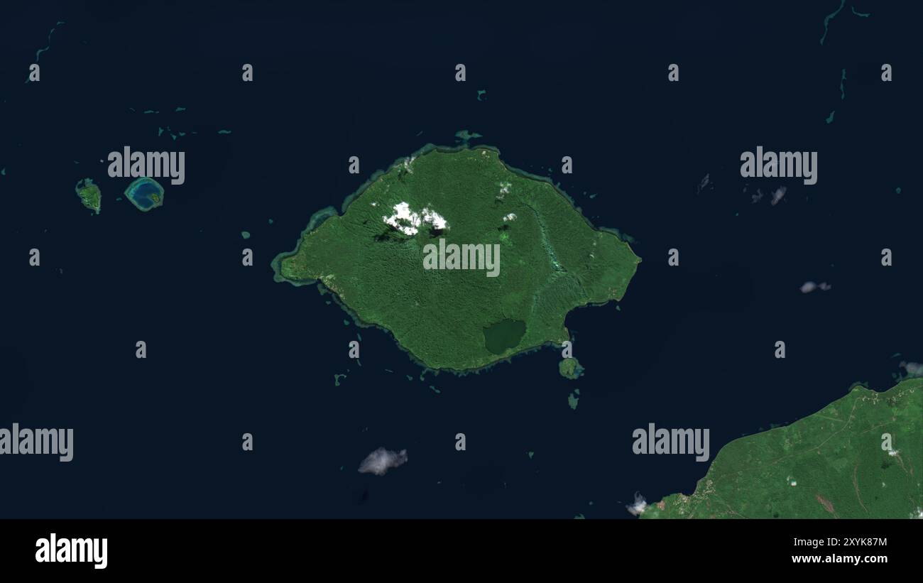 Lolobau Island in the Bismarck Sea on a satellite image taken in June 14, 2020 Stock Photo - Alamy
