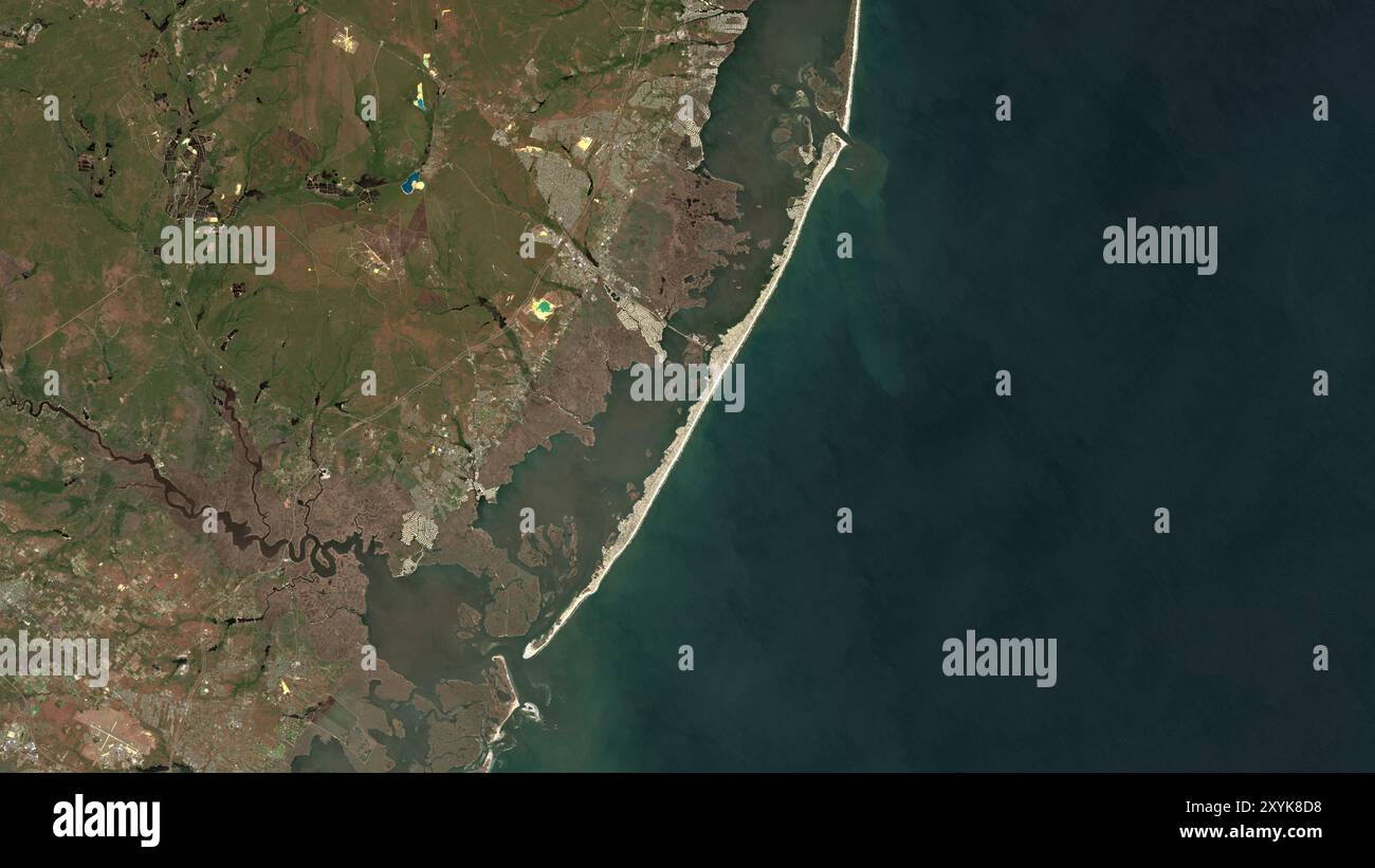 Long Beach Island in the North Atlantic Ocean on a satellite image ...