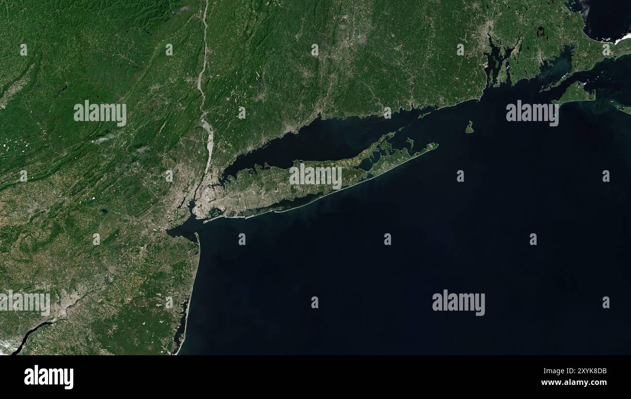 Long Island in the North Atlantic Ocean on a satellite image taken in ...