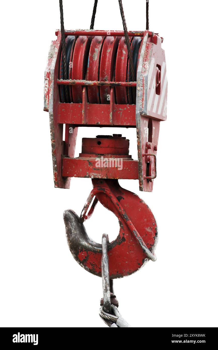 Tower crane with steel hook building metal construction Stock Photo - Alamy