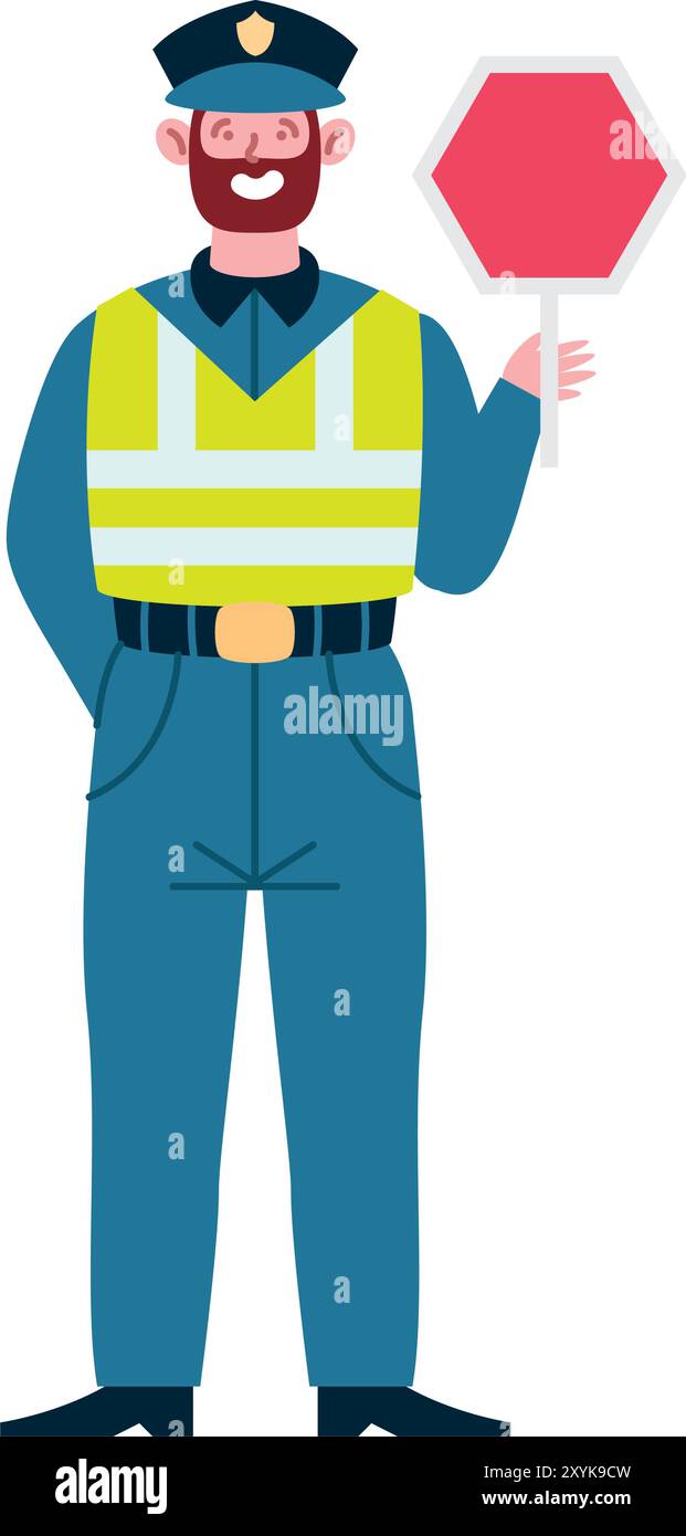traffic policeman holding a stop sign isolated Stock Vector Image & Art ...