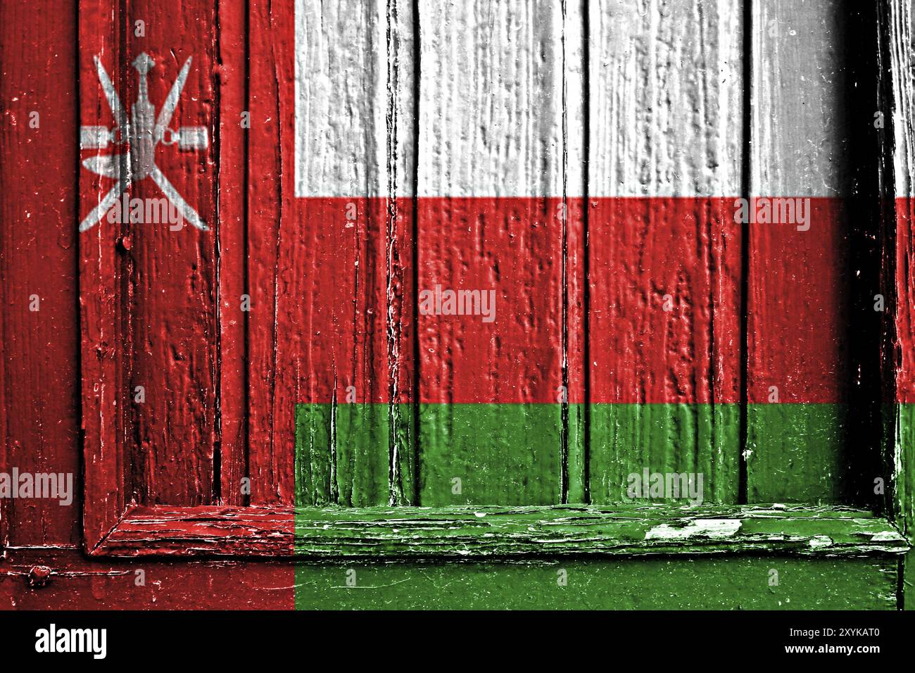 Flag of Oman painted on wooden frame Stock Photo - Alamy