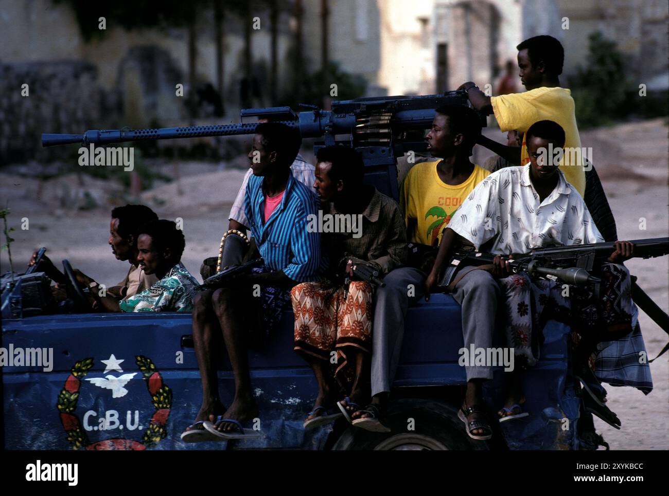 A vehicle called a technical with machine gun mounted in the back and ...