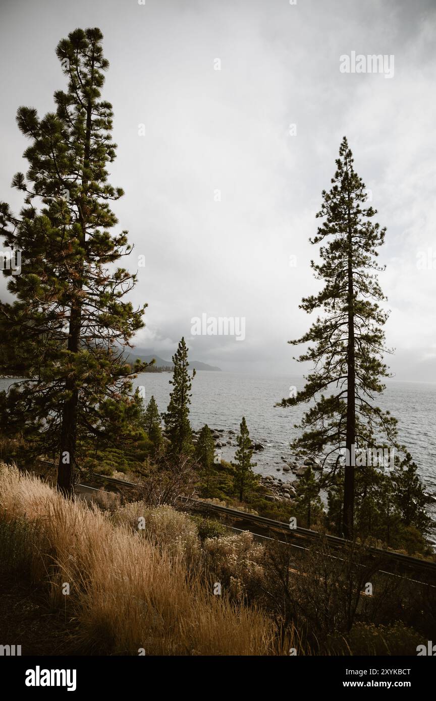 Fall foliage along shoreline of moody lake hi-res stock photography and ...