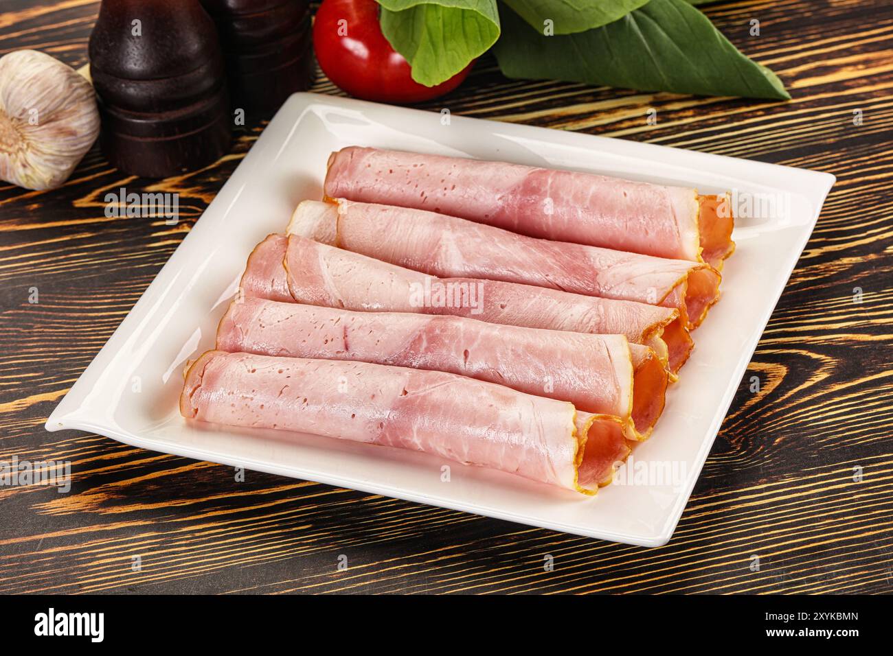 Italian sausage Prosciutto cotto ham appetizer Stock Photo - Alamy