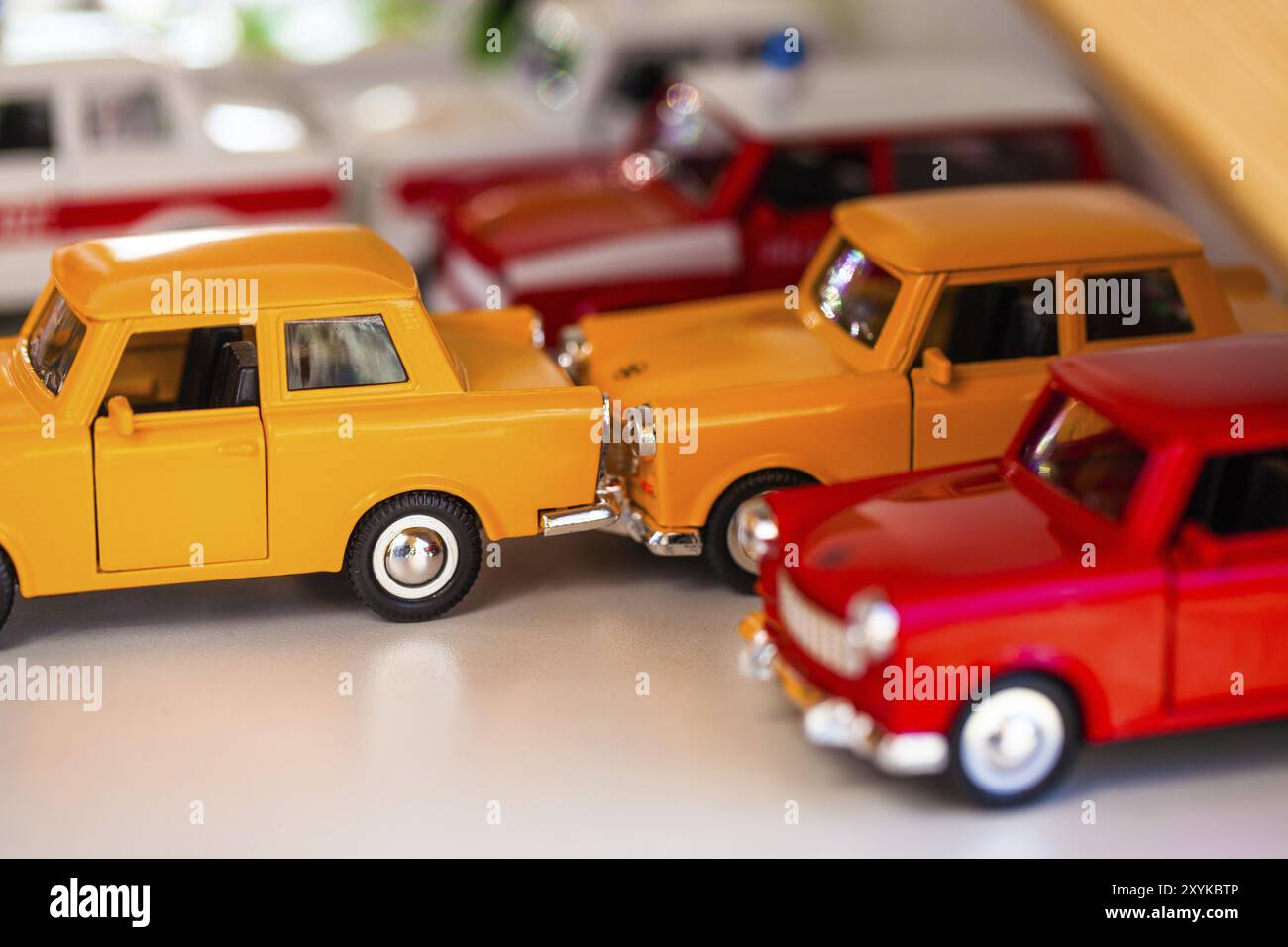 Mini Trabants in different colours Stock Photo - Alamy