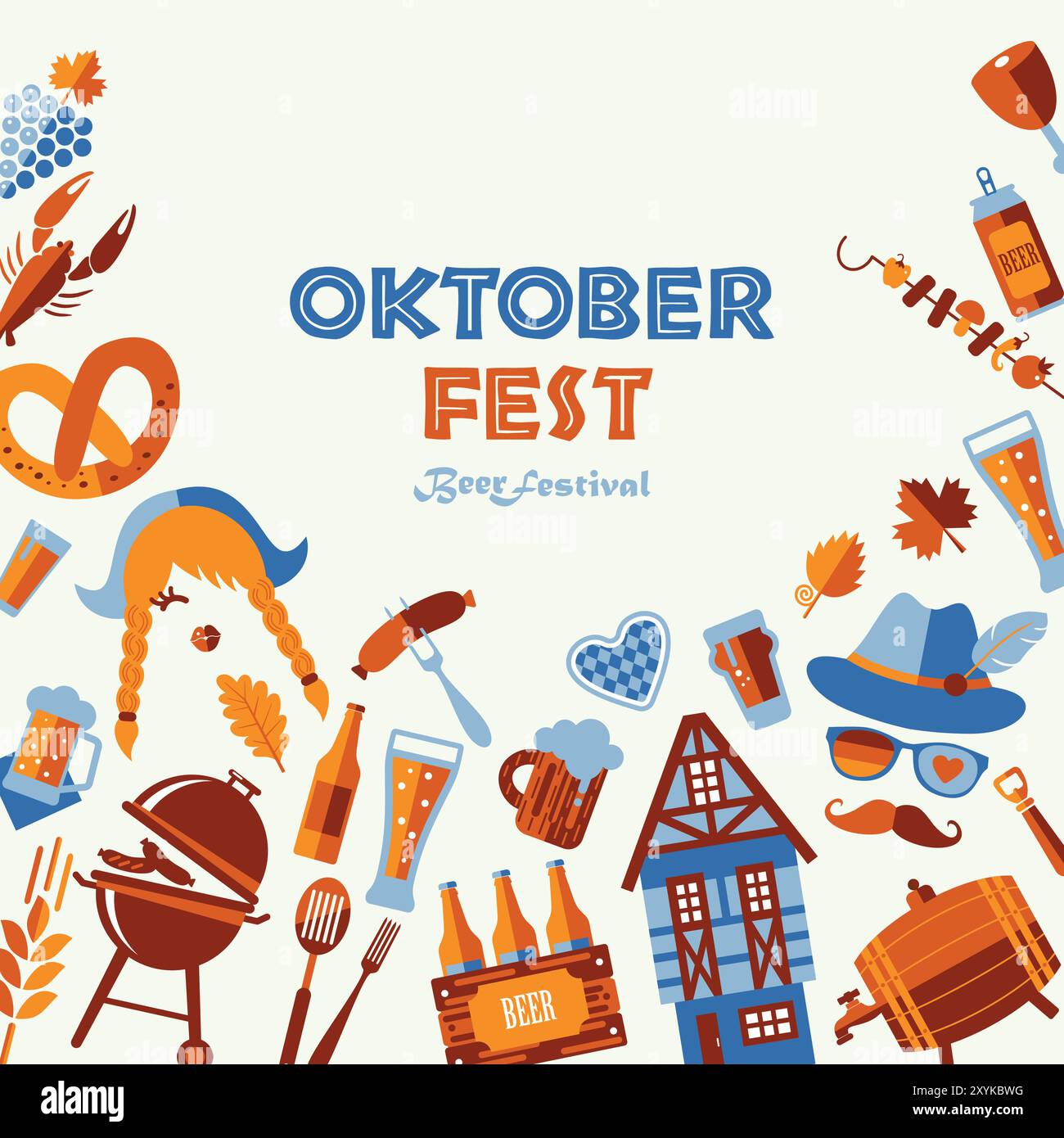 Oktoberfest flyer, banner. Beer festival logo, concept design on white ...