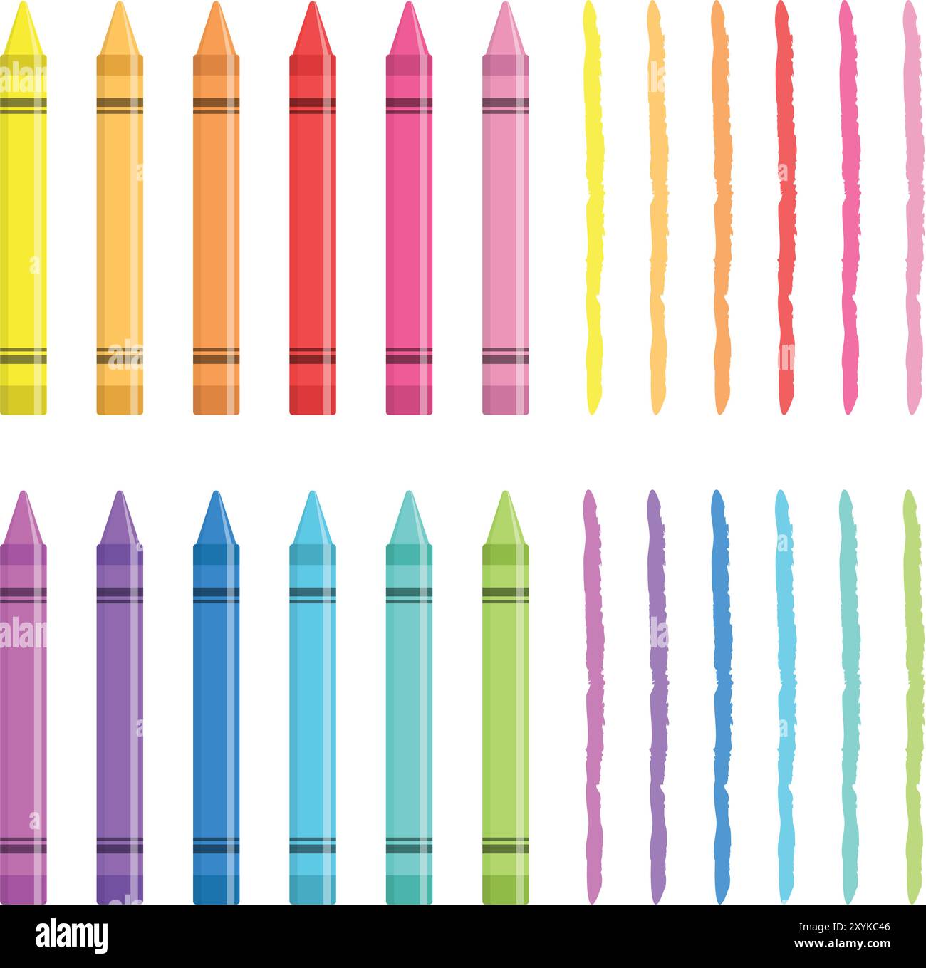 Office stationery crayon icons set in flat style. Pencil vector ...
