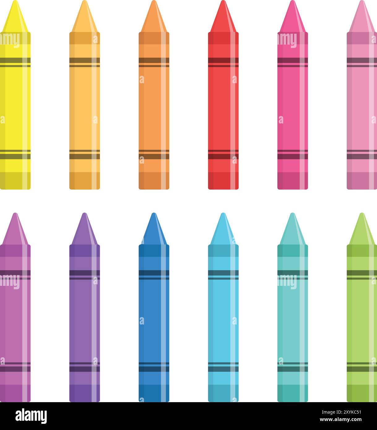 Office stationery crayon icons set in flat style. Pencil vector ...