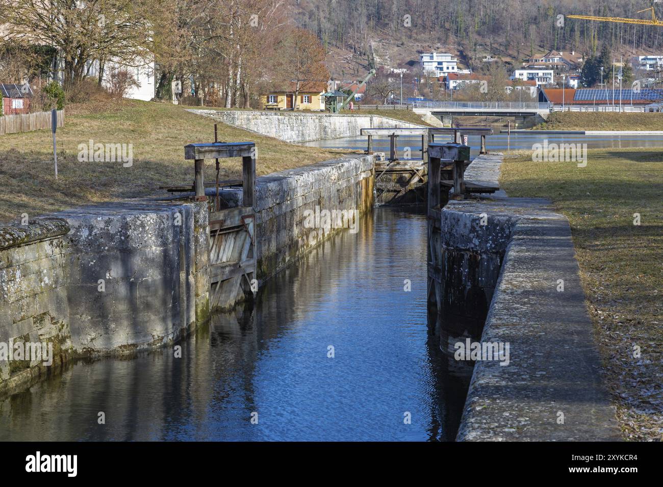 Lock on the historic Ludwig Danube Main Canal in Kelheim Stock Photo ...