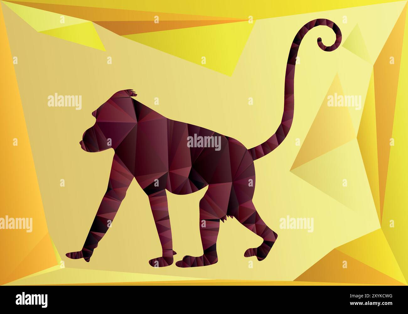 polygonal Baboon triangular shapes vector illustration digital art with ...