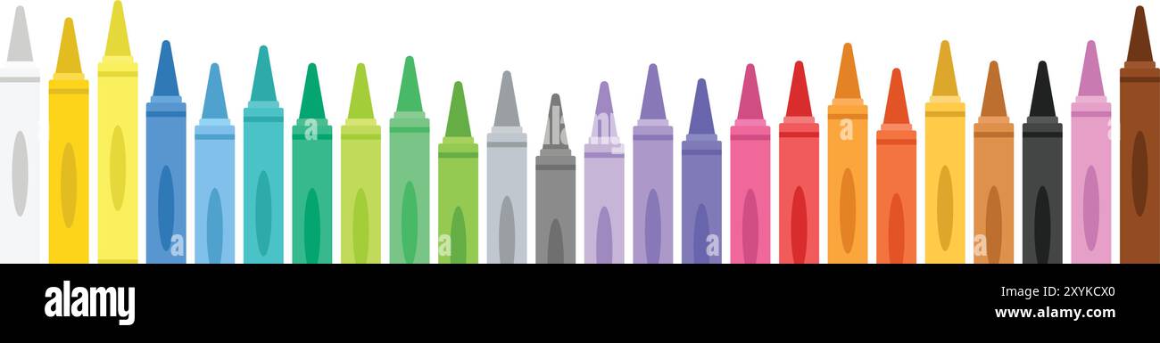 Office stationery crayon icons set in flat style. Pencil vector ...