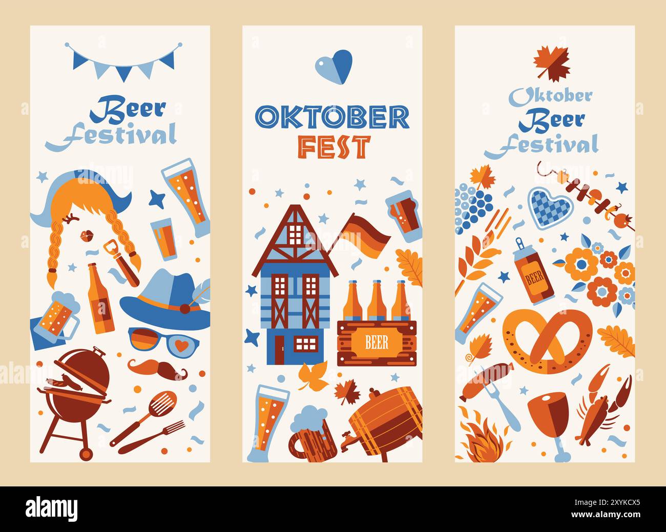 Oktoberfest flyer, banner. Beer festival logo, concept design on white ...