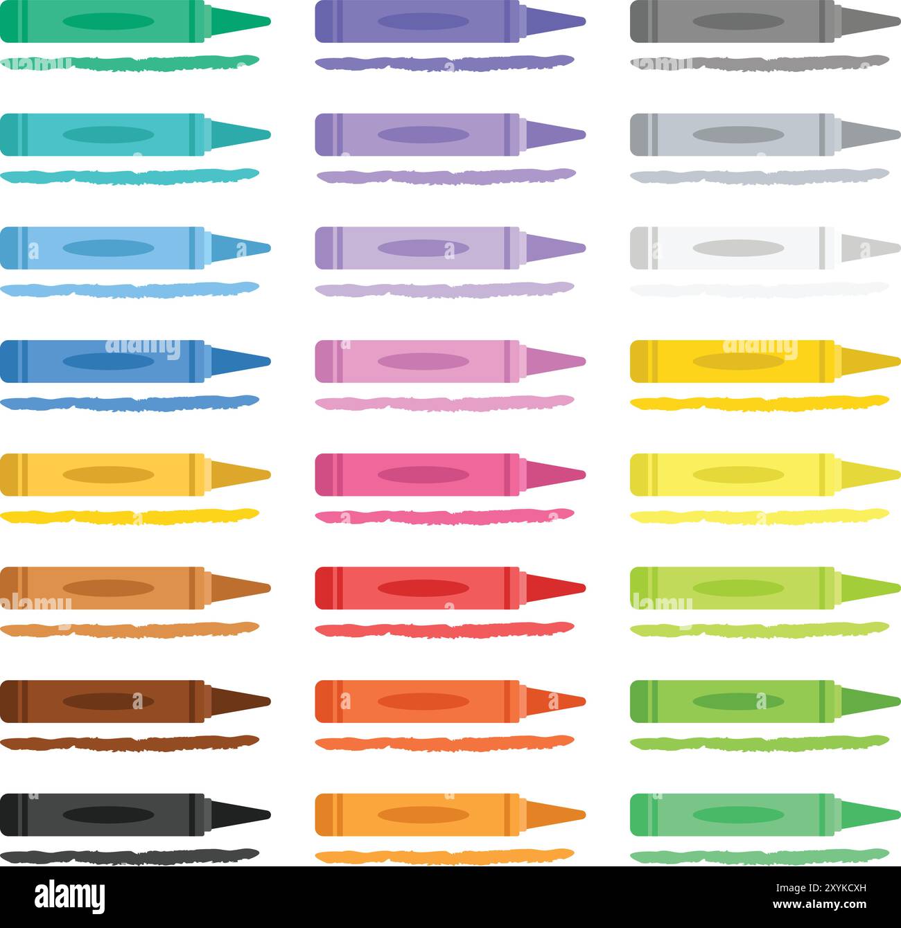 Office stationery crayon icons set in flat style. Pencil vector ...
