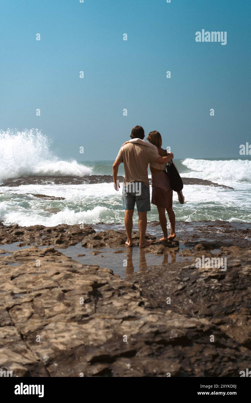 Woman man hugging friends hi-res stock photography and images - Alamy