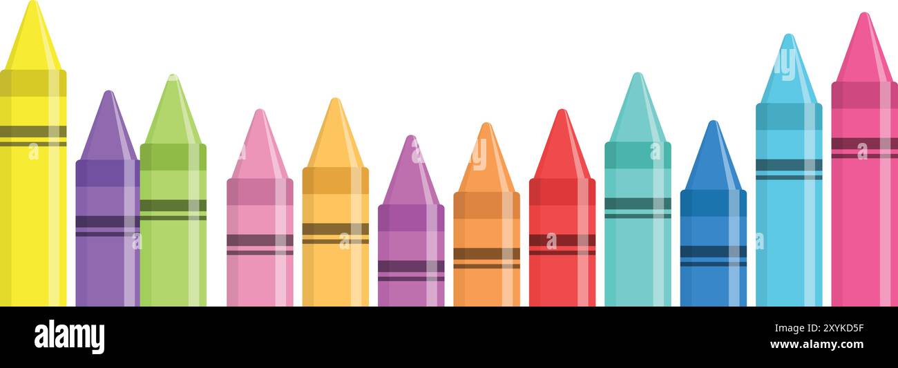 Office stationery crayon icons set in flat style. Pencil vector ...