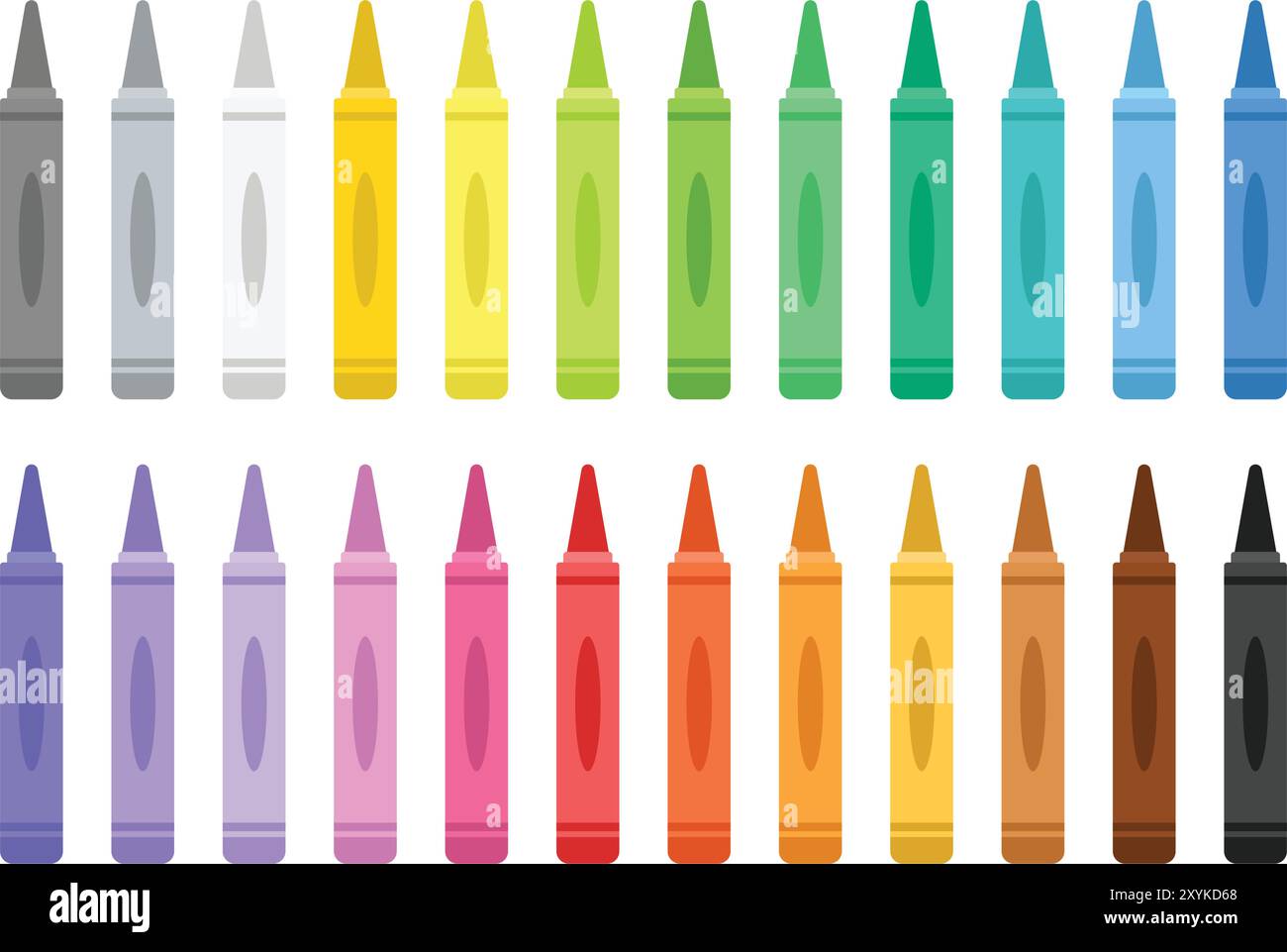 Office stationery crayon icons set in flat style. Pencil vector ...