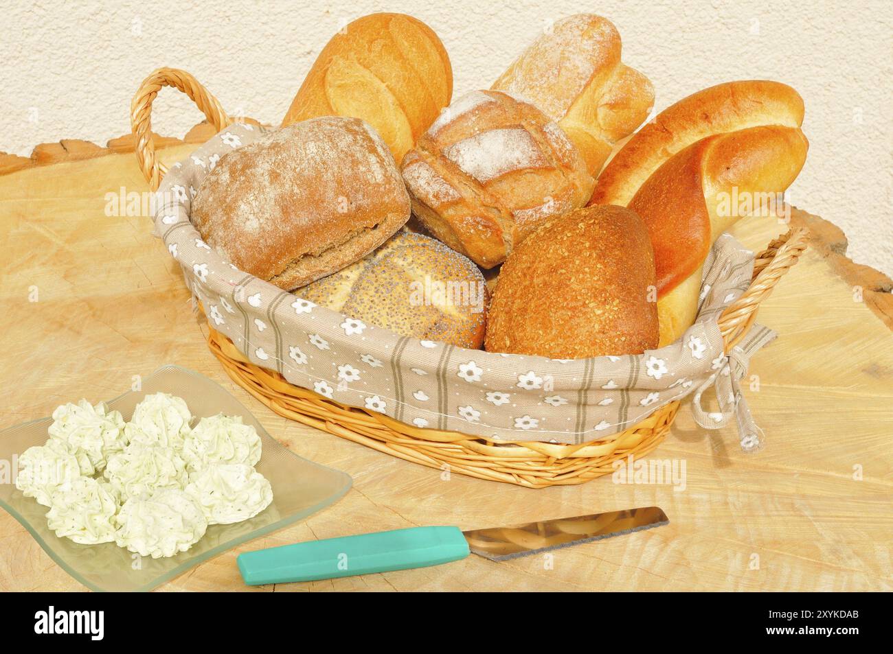 Assorted bread rolls in a bread basket Stock Photo - Alamy
