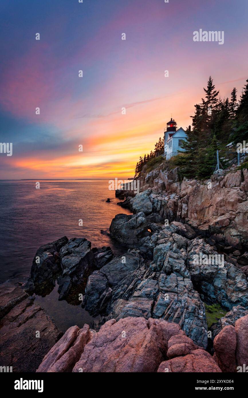 Acadia National Park's Bass Harbor Head Lighthouse at Sunset Stock ...
