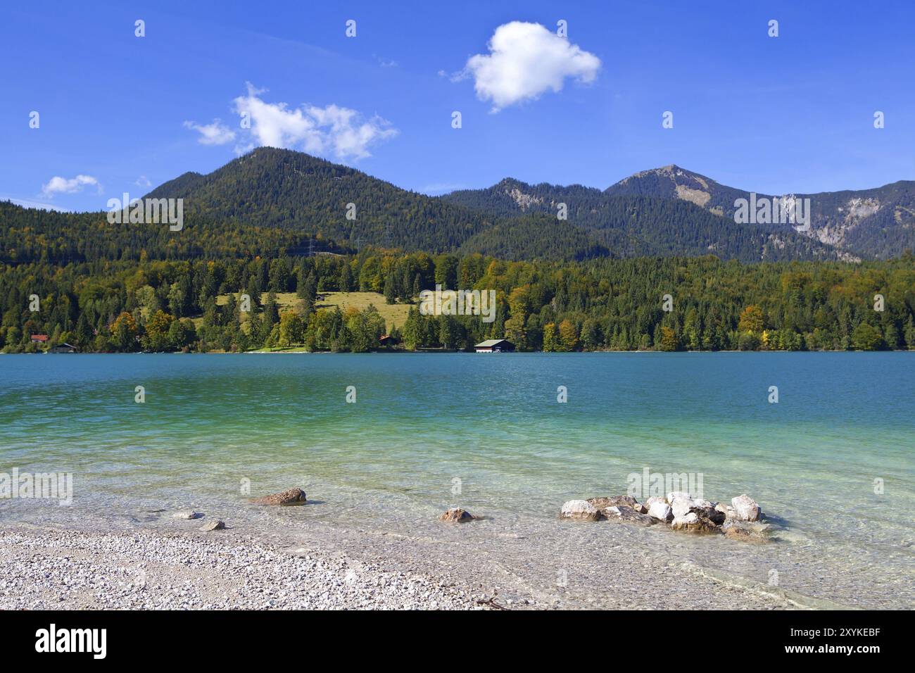 Lavender clear Walchensee lake in Germany Stock Photo - Alamy