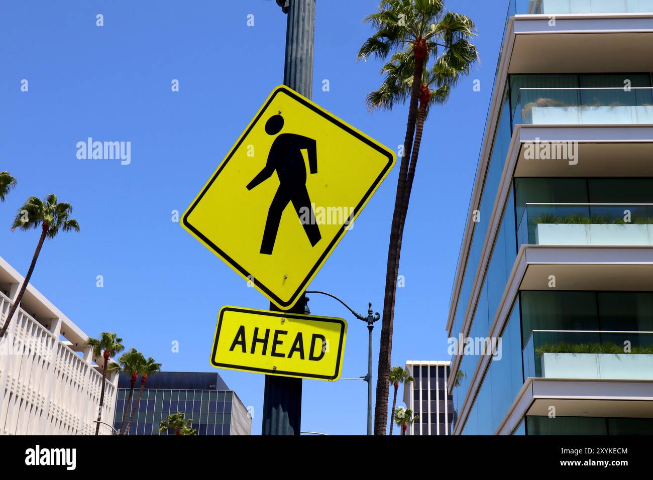 Road sign: Pedestrian Crosswalk Ahead Sign Stock Photo - Alamy