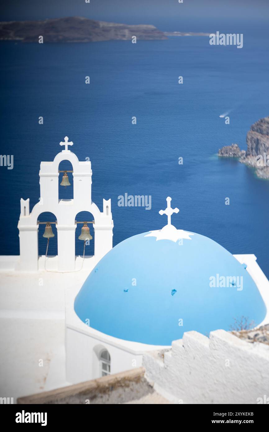 Blue dome in summertime in Santorini Greece Stock Photo - Alamy