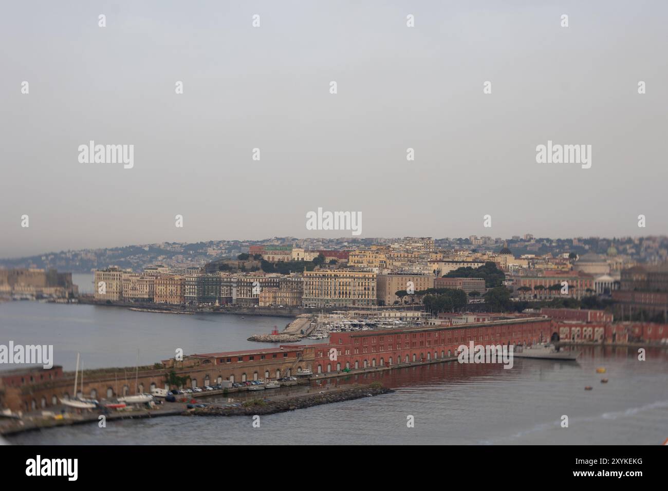 Porto Napoli waterfront with historic buildings and marina in Italy ...